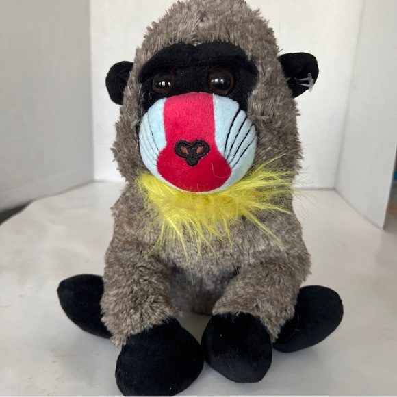 Toys | Baboon Monkey Ape Brown Plush Stuffed Animal 1 Inches Red Blue ...